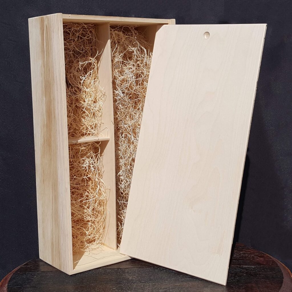 1 Bottle 2 Glass Wine Crate – 3/8″ Wood – Central Coast Packaging Services